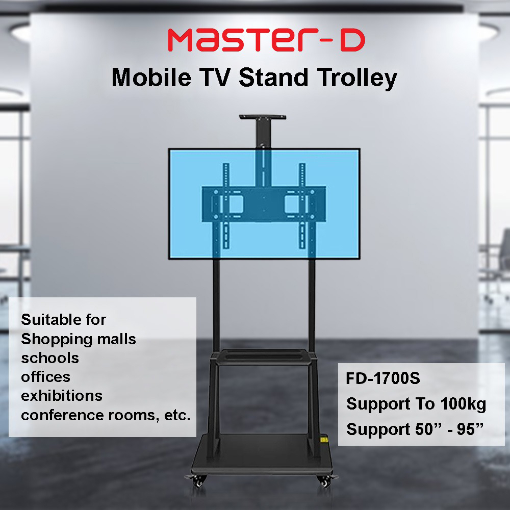 Master-D Portable Mobile TV Trolley Bracket Stand Movable 50" to 95 ...