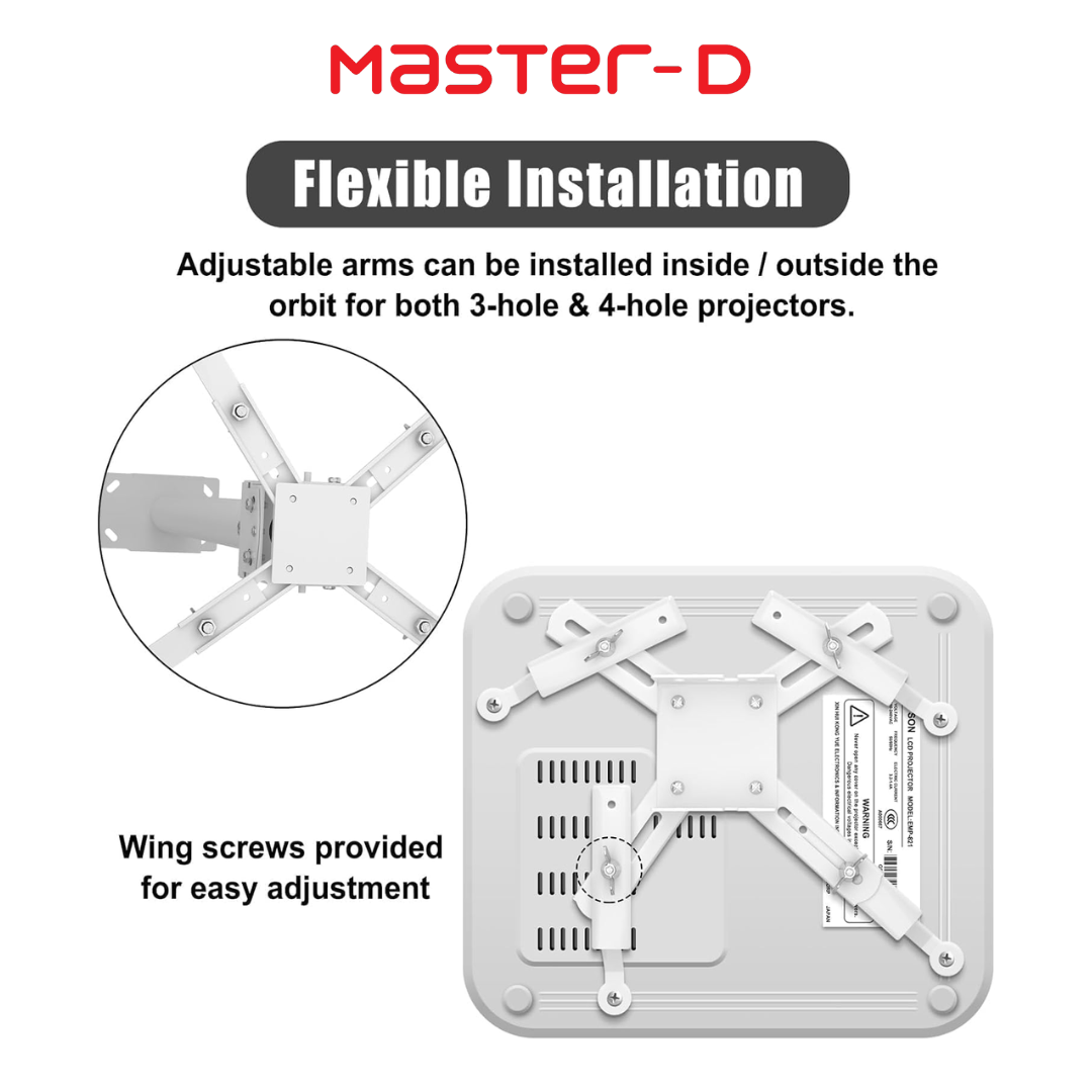 Master-D Projector Ceiling Mount Bracket (80-150cm) | Model: MD-80150 ...